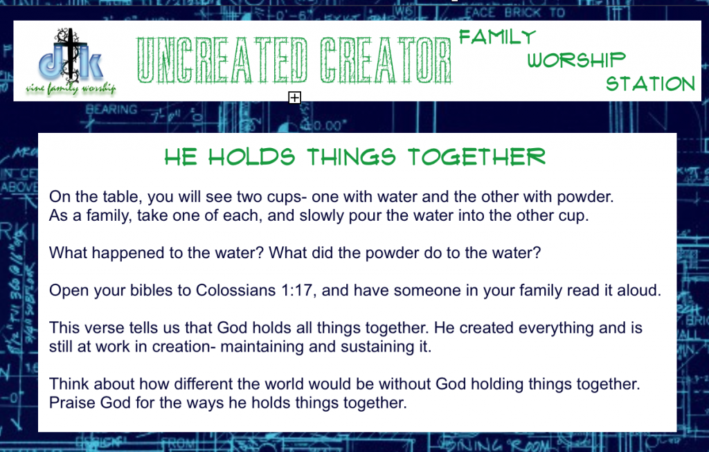 uncreated Creator – family worship ~ dandibell